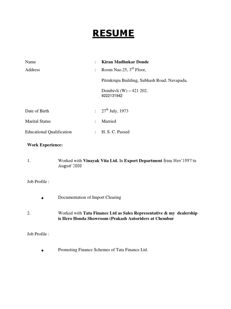Kiran Donde's Professional Resume | PDF | Career & Growth | Business