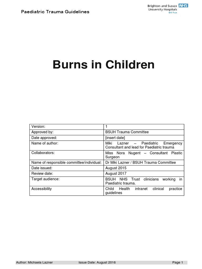 BSUH-Paediatric-trauma-guidelines-Burns | PDF | Burn | Breathing