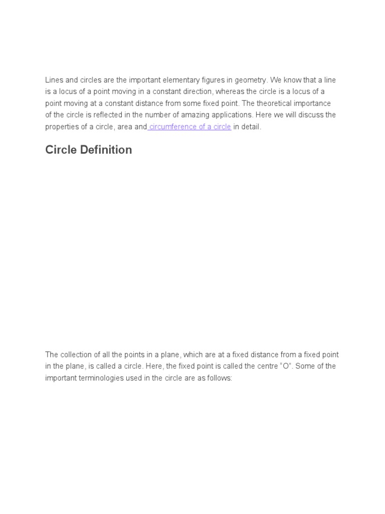 Properties of Circle (notes) | PDF | Circle | Perpendicular