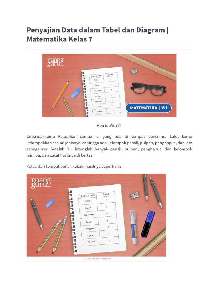 Penyajian Data Dalam Tabel Dan Diagram | PDF | Seni & Disiplin Bahasa ...