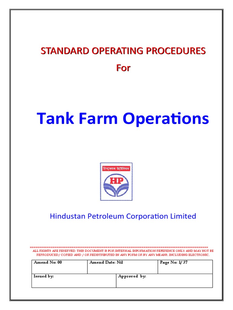 4 SOP-Tank Farm Final Sent To Zones | PDF | Valve | Pump