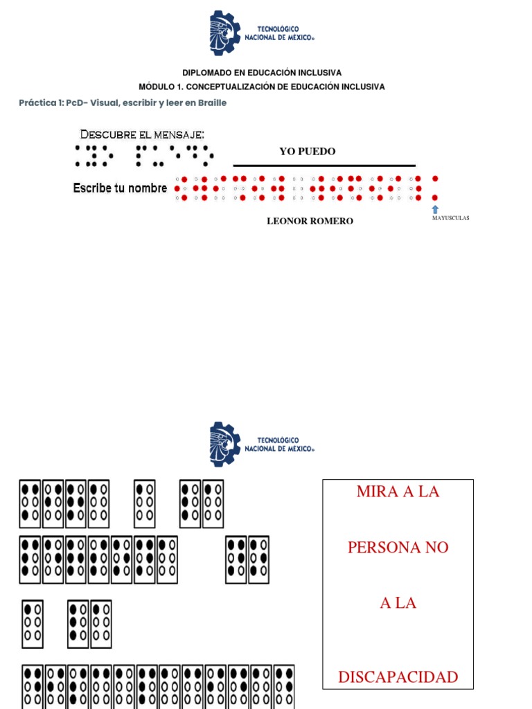 Práctica 1 PcD-Visual; leer y escribir en Braille | PDF