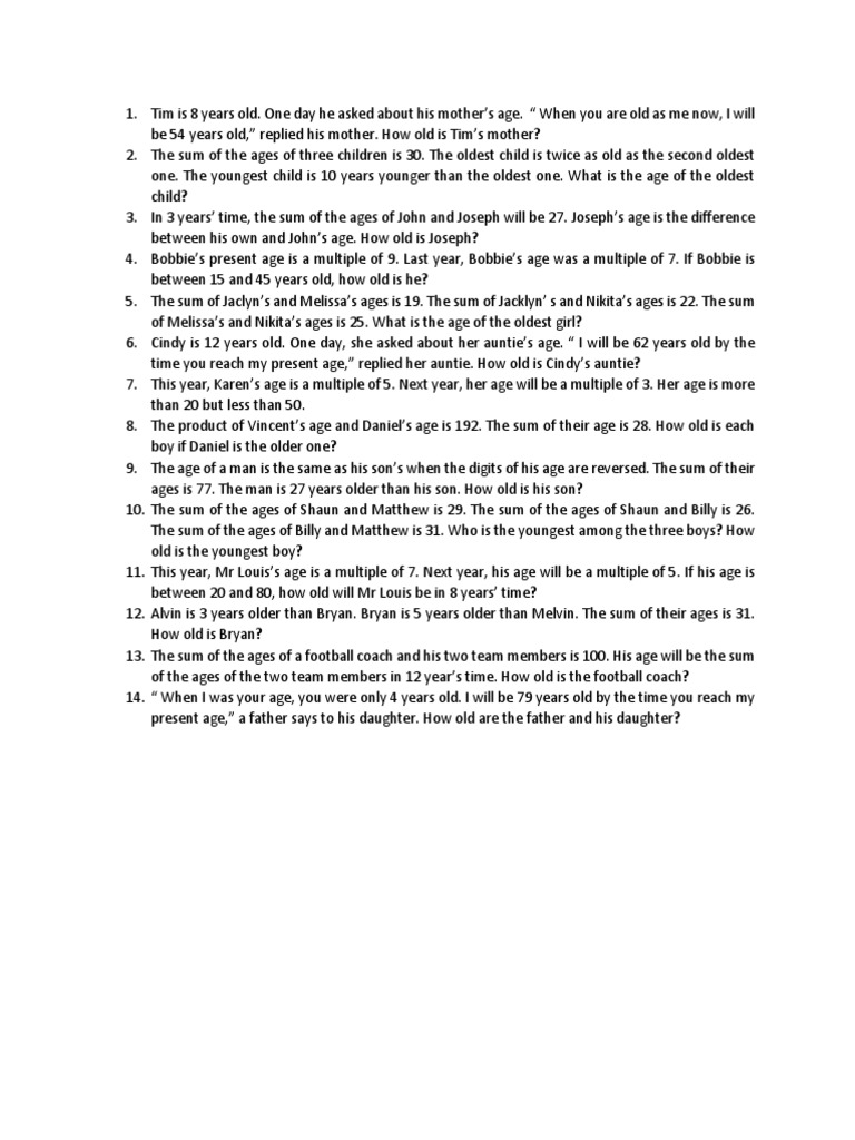 Age Problems Level Up | PDF