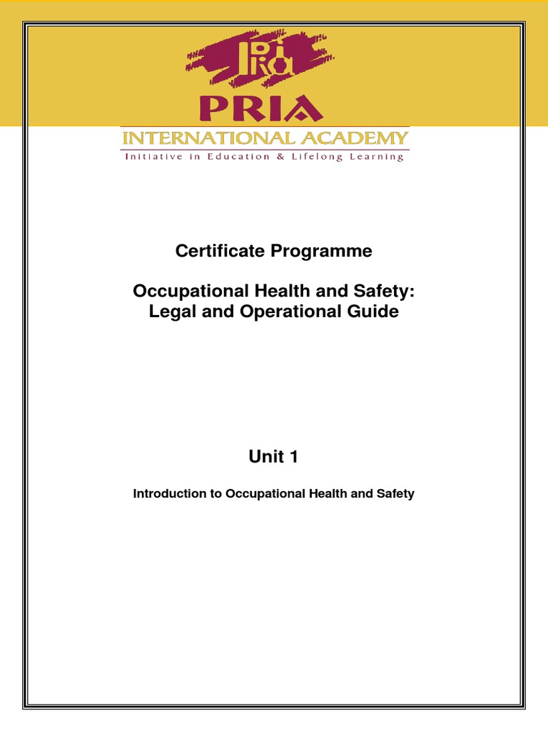 OHS - U-1 - Introduction To OHS | Download Free PDF | Occupational Safety And Health | World ...