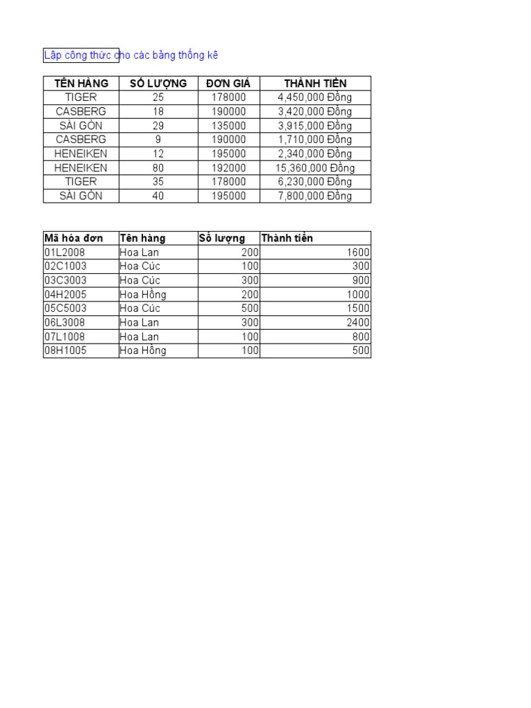 IU8 Excel B10-12 ThongKe | PDF