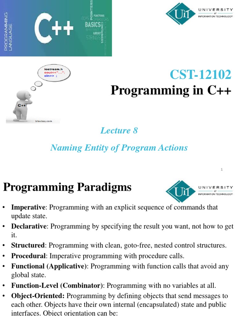 Lecture8 Naming Entity Of Program Actions Pdf Object Oriented Programming Class 