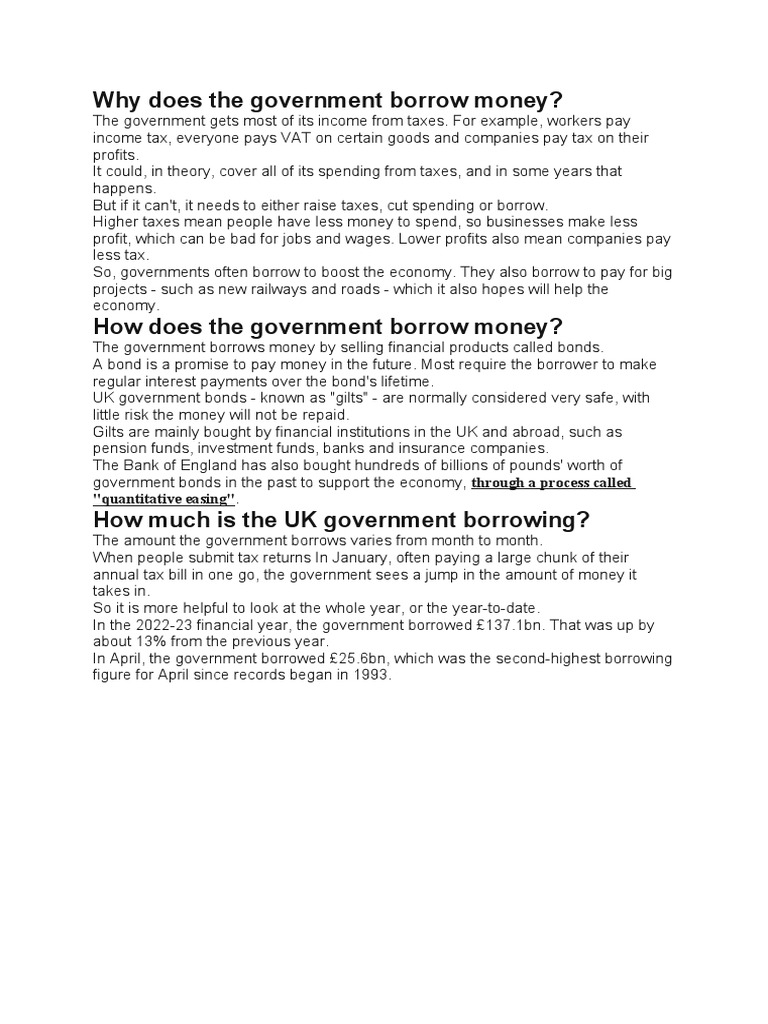 Why Does The Government Borrow Money | PDF | Taxes | Gilt Edged Securities