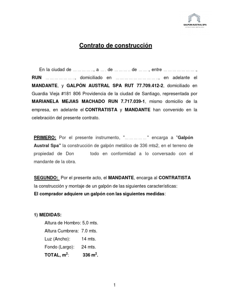 Contrato de Construcción Tipo | PDF | Daños y perjuicios | Justicia