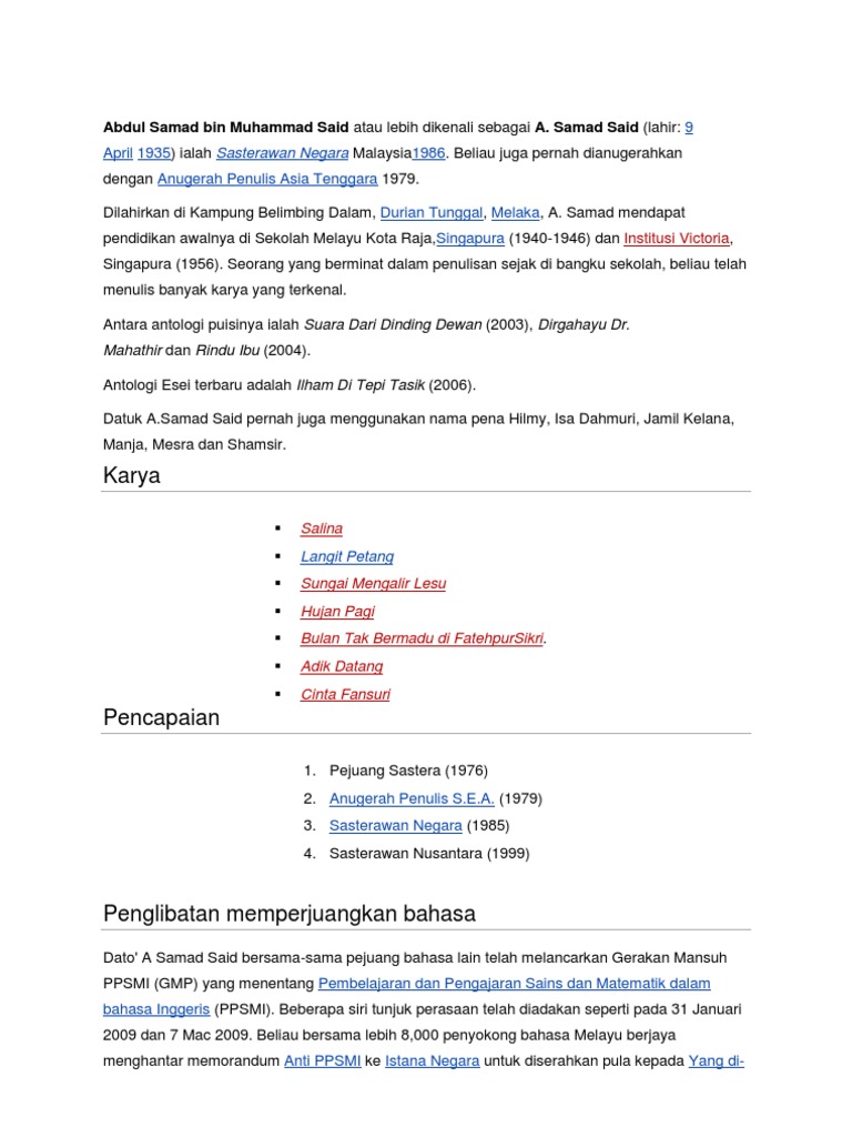 Tentang A Samad Said | PDF
