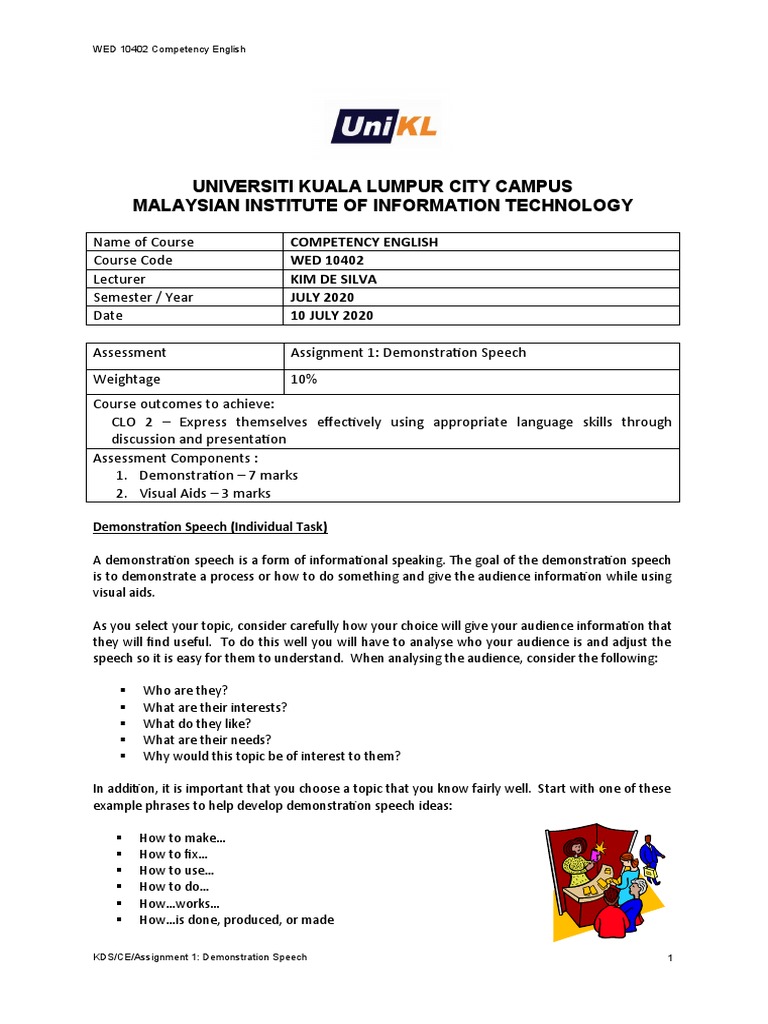 Assignment 1 - Demonstration Speech (for sharing) | PDF | Communication ...