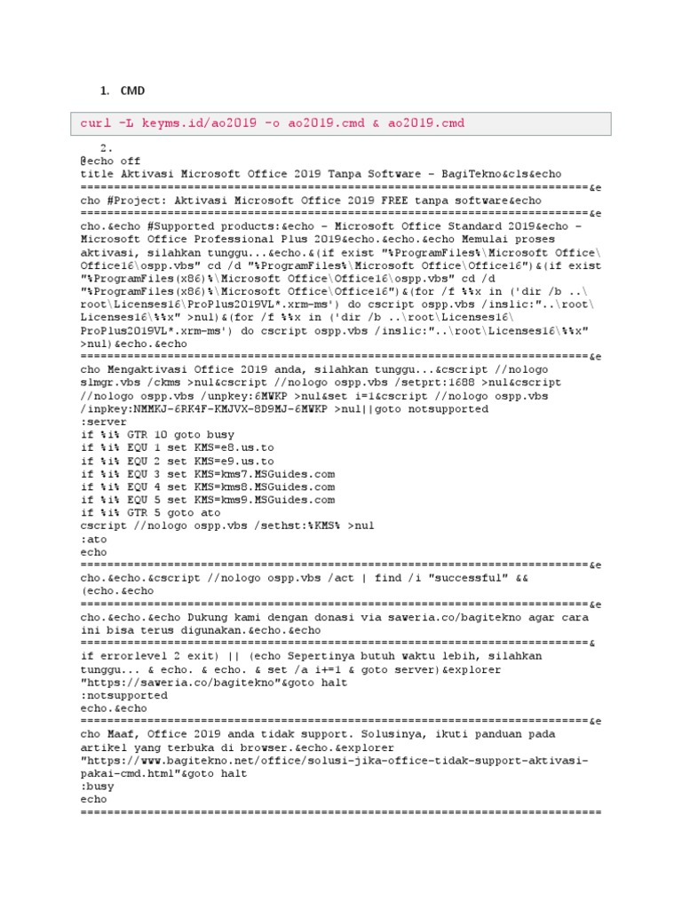 Aktivasi Office 2019 | PDF | Microsoft Software | Software Engineering