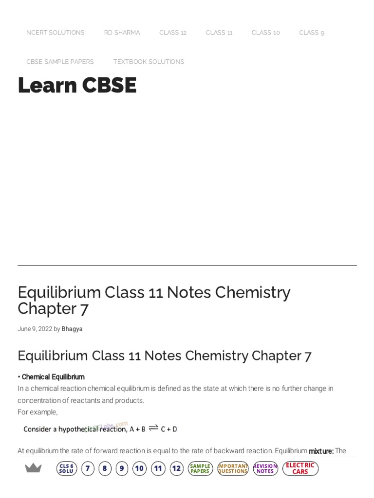 Equilibrium Class 11 Notes Chemistry Chapter 7 - Learn CBSE | Download ...