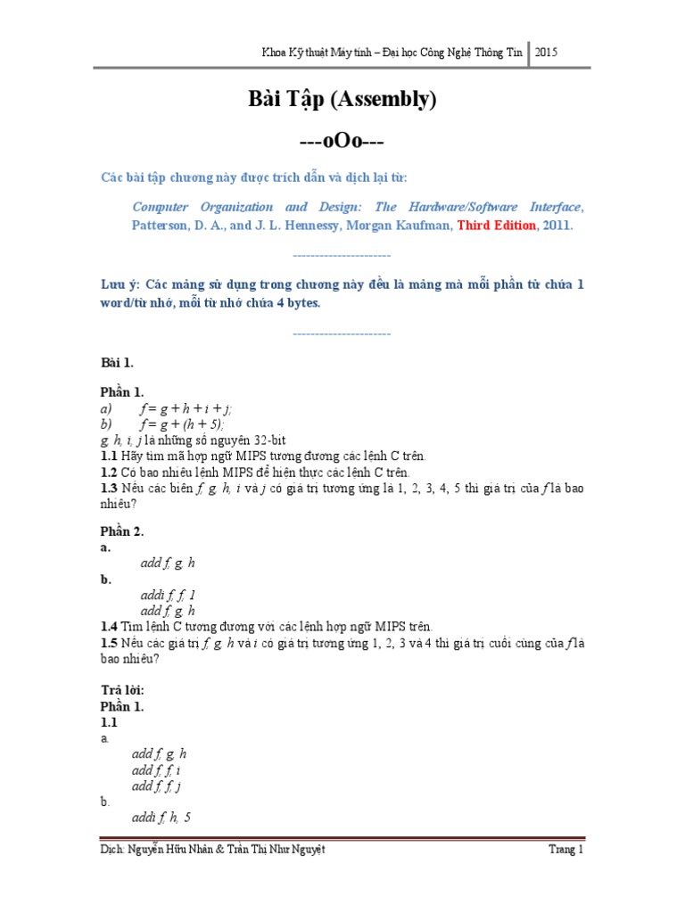 Bai - Tap - Assembly Co Dap An | PDF