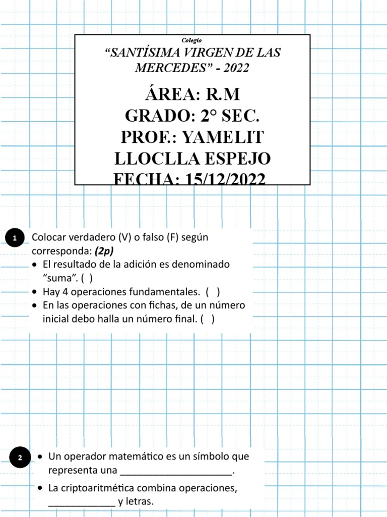 Repaso Bimestral RM 2 °sec | PDF | Métodos y materiales de enseñanza