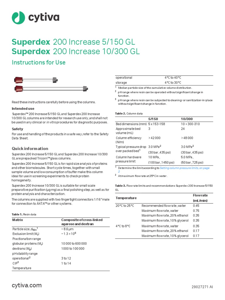 Superdex 200 Increase 5 - 150 GL and Superdex 200 Increase 10 - 300 GL ...