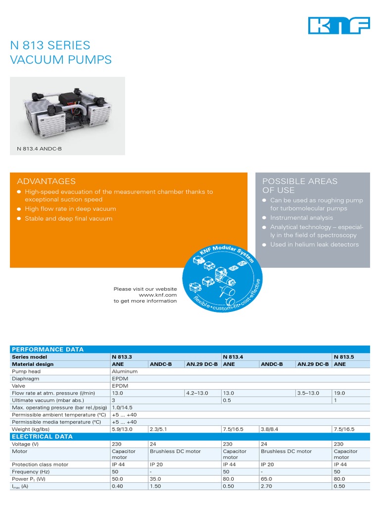 Datasheet N 813 01-2019 Web | PDF | Vacuum | Pump