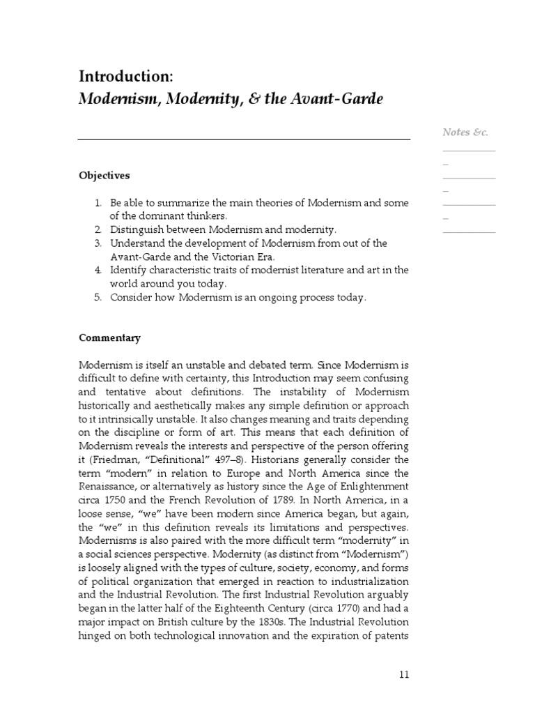 Study Guide-Introduction Modernism, Modernity, & The Avant-Garde ...