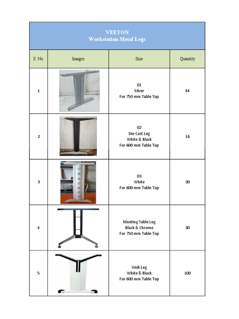 Workstation Metal Legs Specifications | PDF