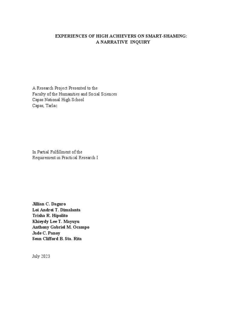 Chapter-1-4 Experiences-Of-High-Achievers-On-Smart-Shaming | PDF ...