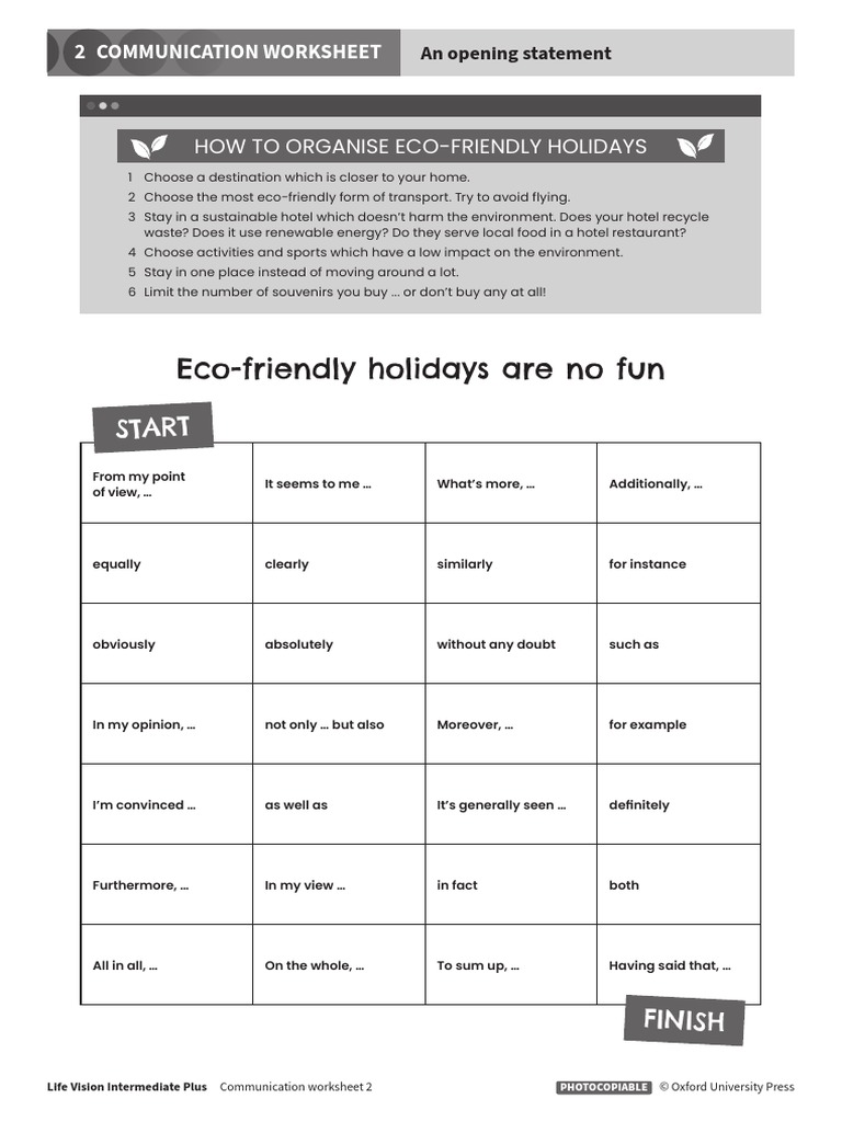 Life Vision Int Plus Comm Worksheet U2 | PDF