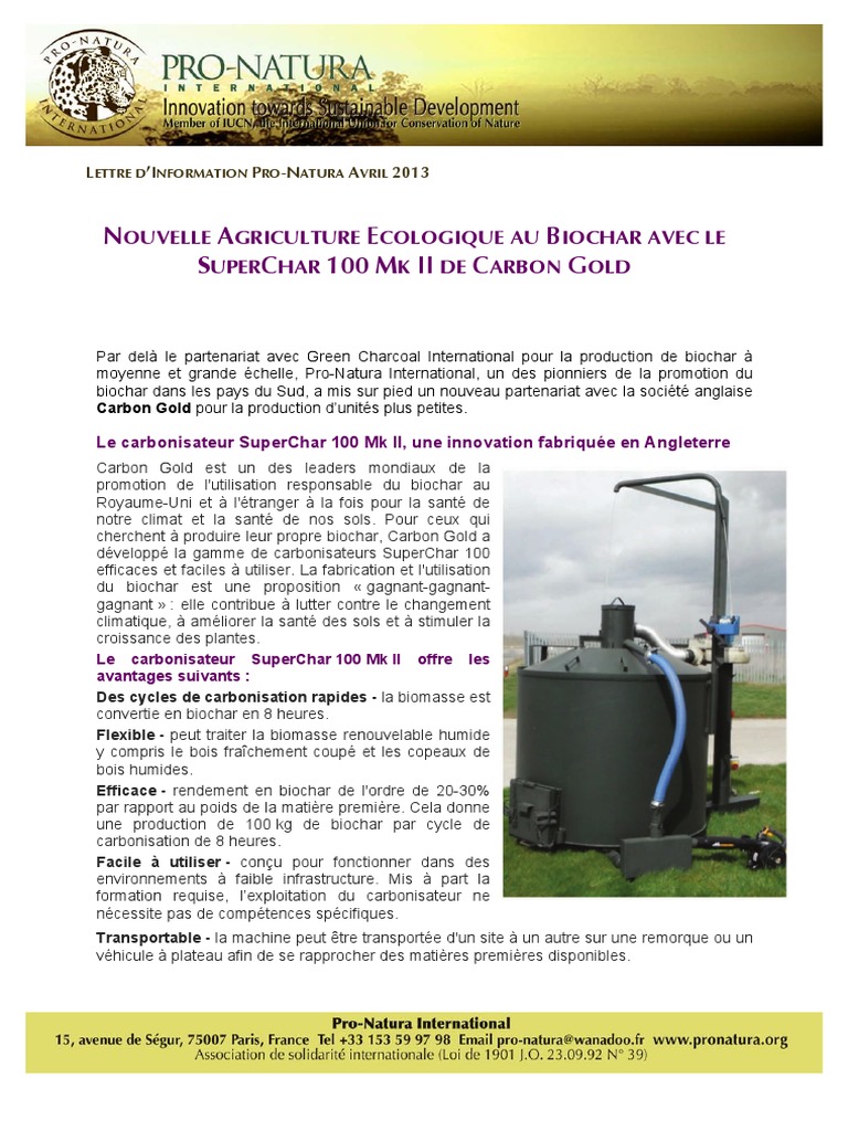 Production de Biochar avec SuperChar 100 | PDF | Sciences de la terre ...