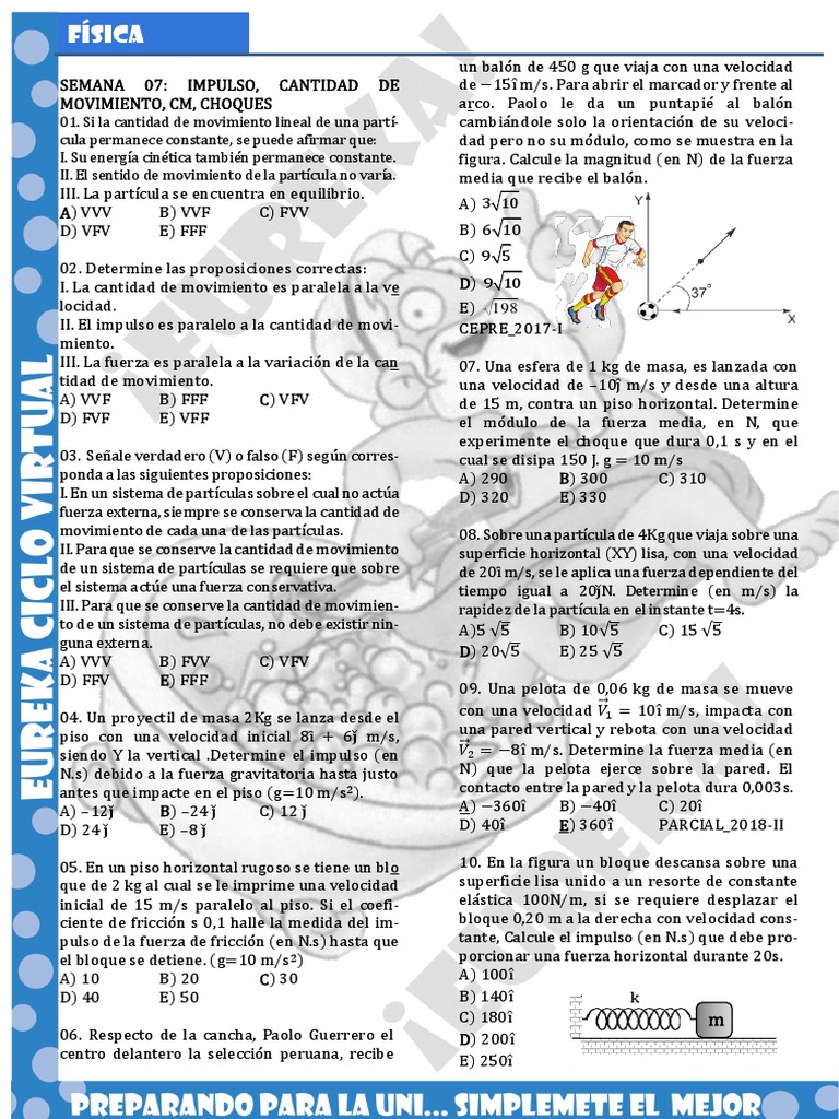 Fisica 07 Impulso Cantidad de Movimiento CM Choques | PDF | Fuerza | Masa