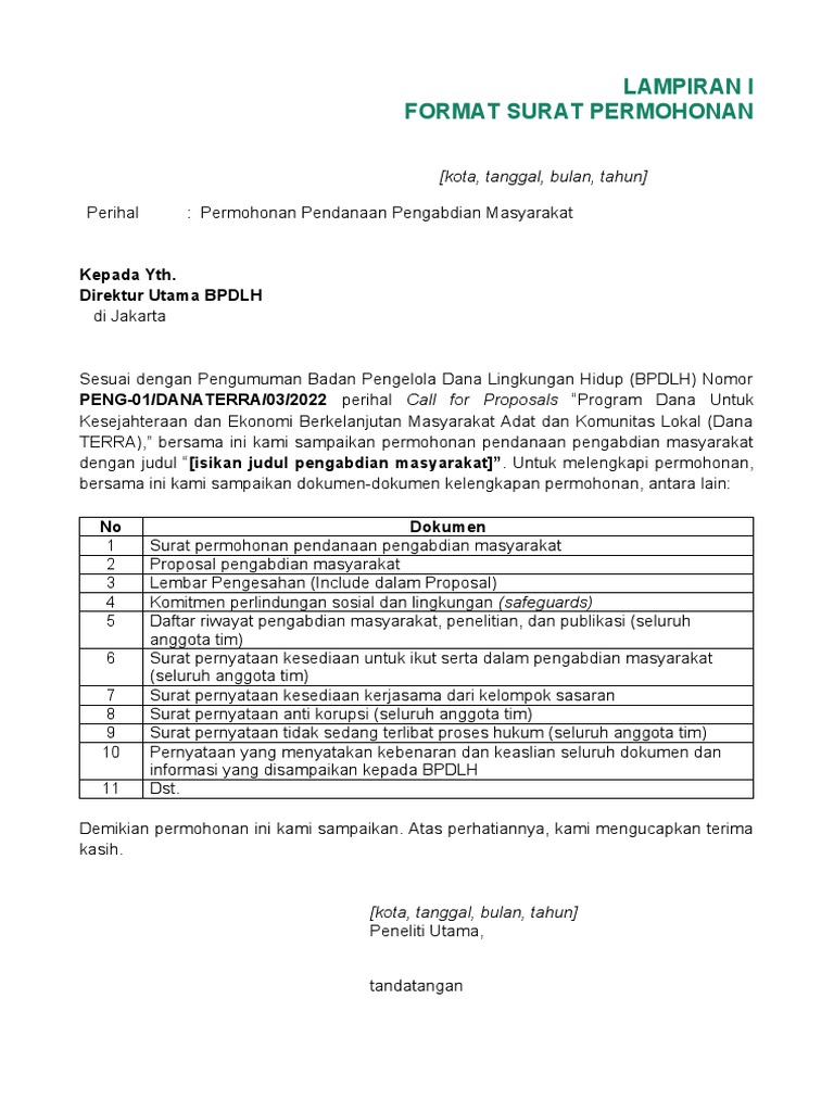 Format Proposal Dan Kelengkapannya - Pengabdian Masyarakat | PDF ...