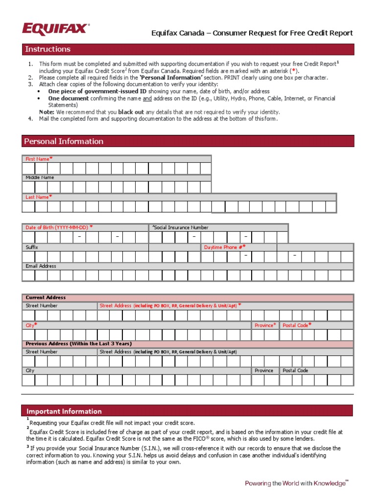 Credit Report Request Form | PDF | Credit History | Credit Score