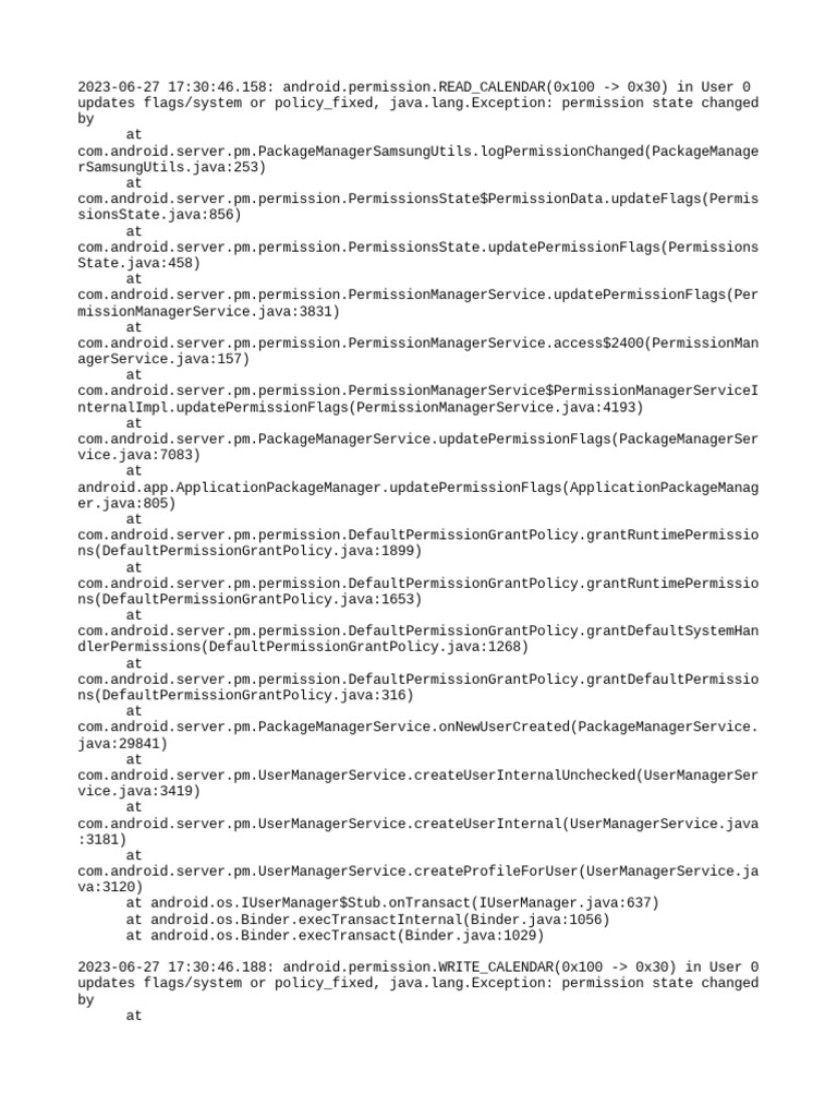 Perm Log | PDF | Android (Operating System) | Java (Programming Language)