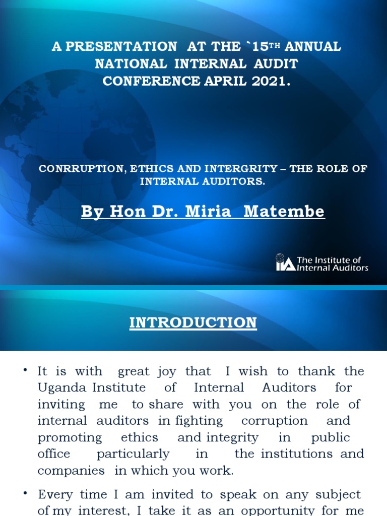 DR - Miria MATEMBE PRESESNTATION | PDF | Internal Audit | Audit
