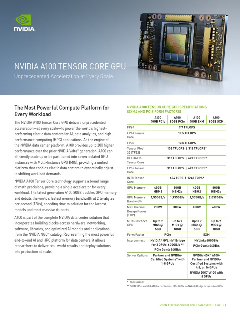 Nvidia A100 Datasheet Us Nvidia 1758950 r4 Web | PDF | Graphics ...