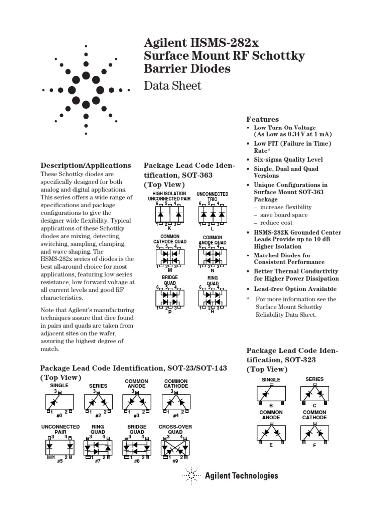 Avago-HSMS-2820-TR1G-datasheet (1) | PDF | Diode | Detector (Radio)