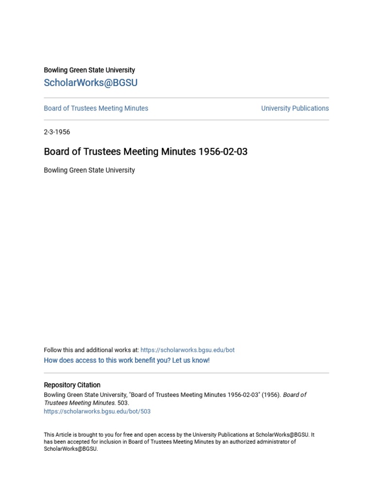 Board of Trustees Meeting Minutes 1956-02-03 | PDF | Salary Board of Trustees Meeting Minutes 1956-02-03 | PDF | Salary
