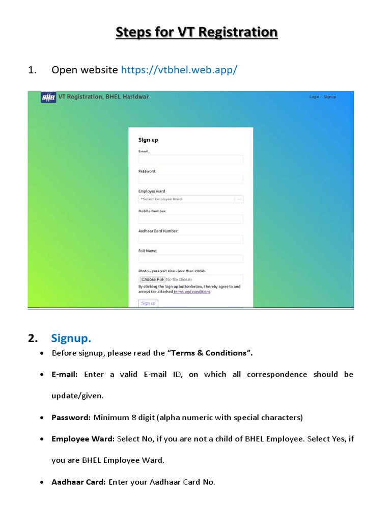 Steps For Registration Process | PDF