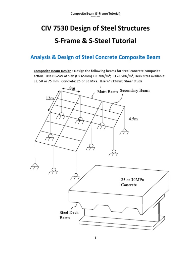 CIV 7530 S-Frame - Composite Beam Tutorial | PDF | Beam (Structure) | Computing