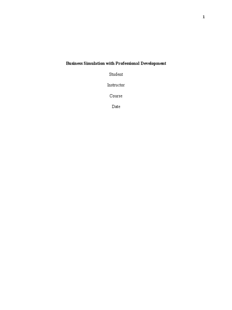 Business Simulation With Professional Development Edited Pdf