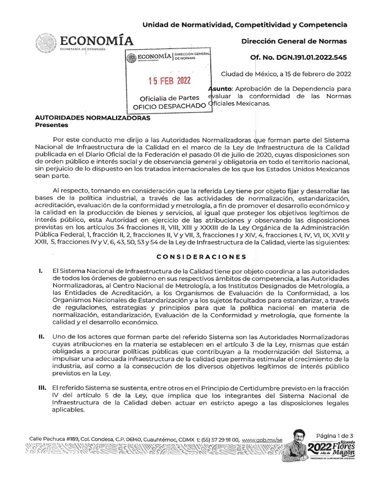 Oficio DGN-An 545 Convocatorias Aprobacion Resaltado | PDF