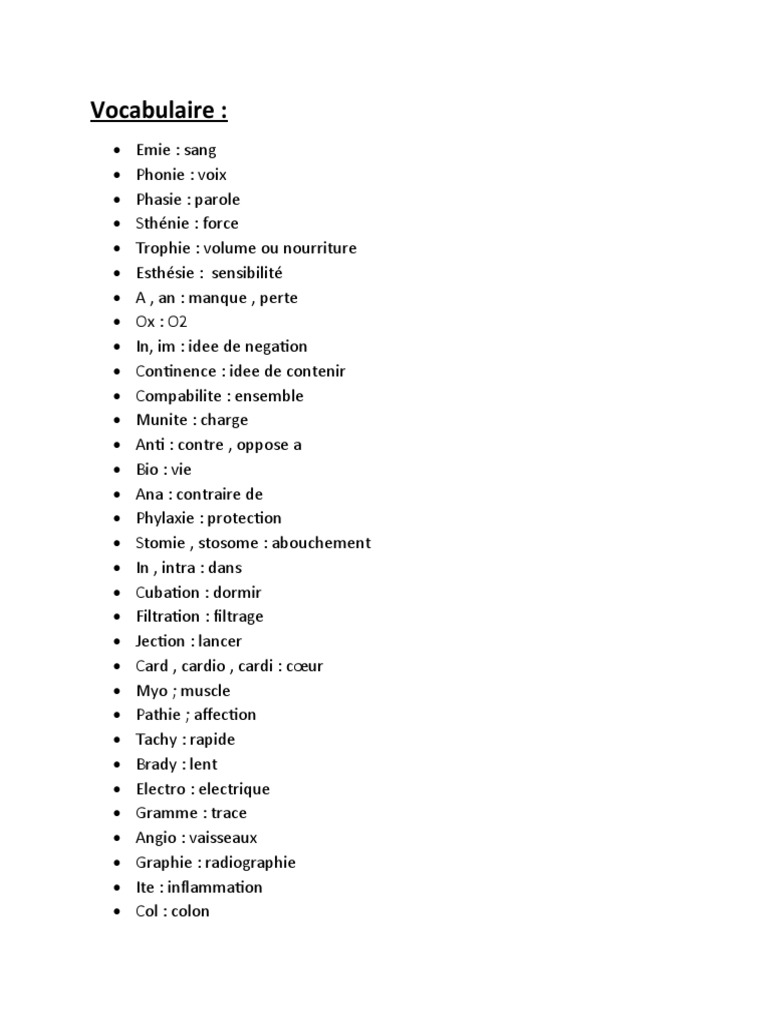 Lexique Médical : Préfixes et Suffixes | PDF | Organe | Anatomie