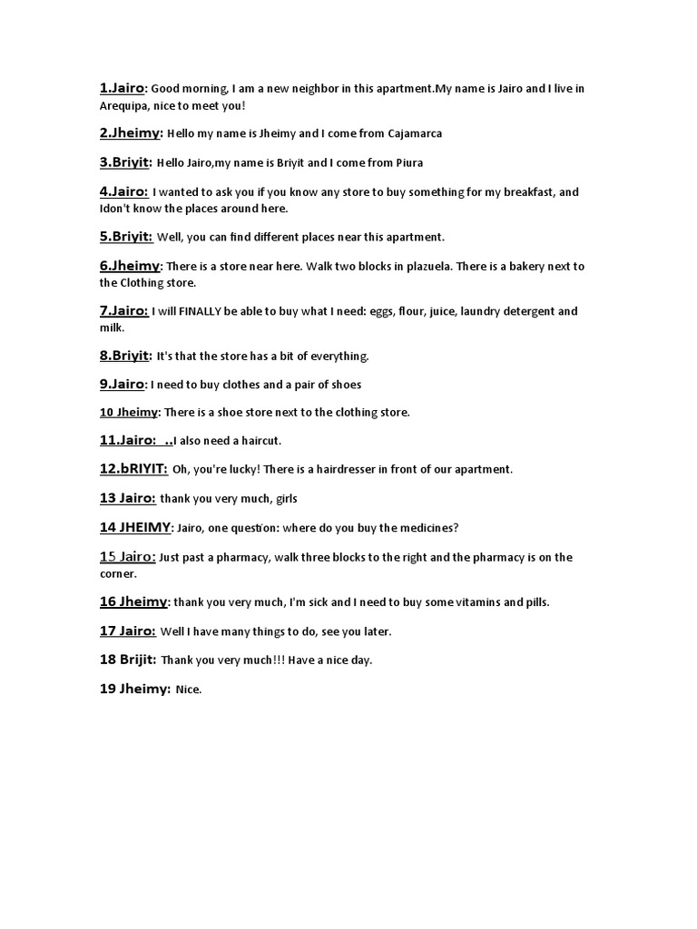 Ingles (Ta2) Dialogo | PDF | Comida y bebida