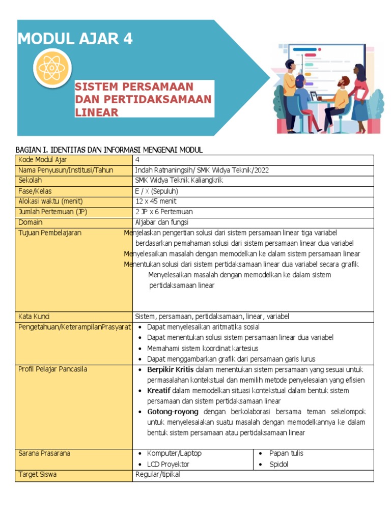 Modul 4 Sistem Persamaan Linear 3 Variabel | PDF | Metode & Bahan Ajar