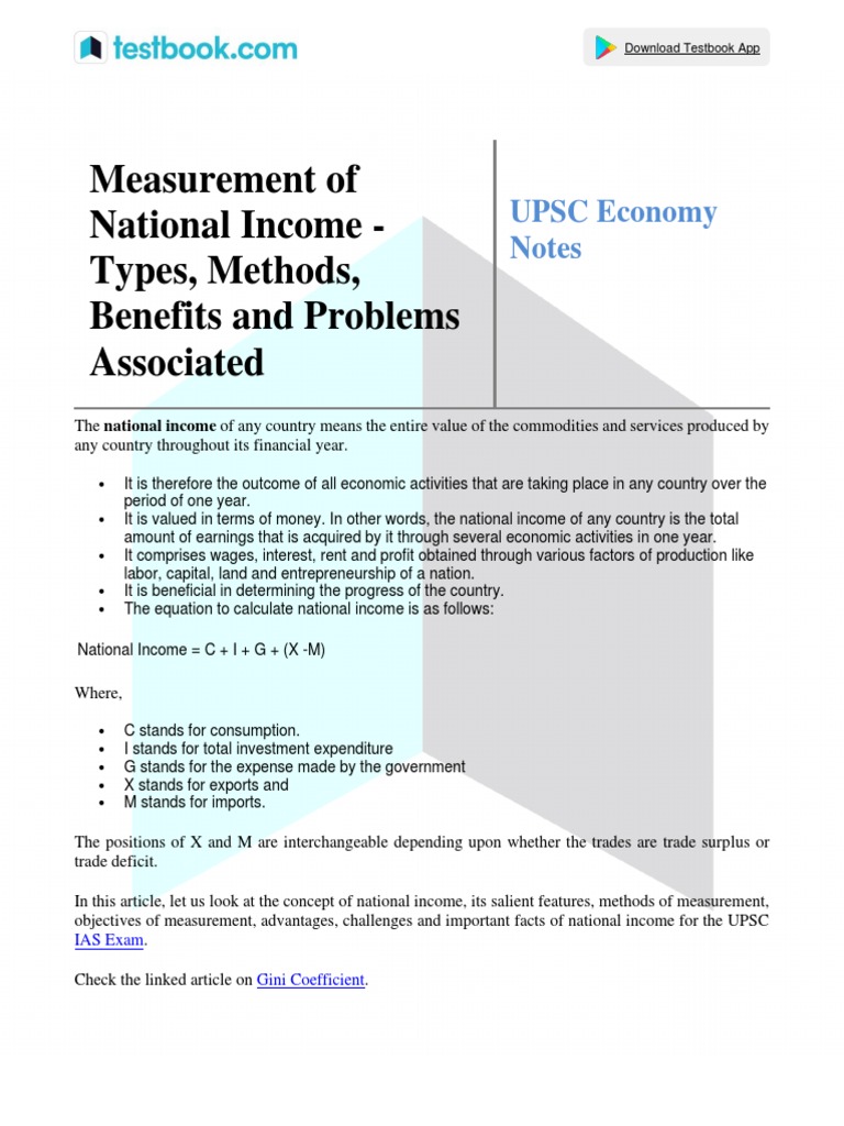 National Income Measurement Methods and Benefits | PDF | Gross Domestic ...
