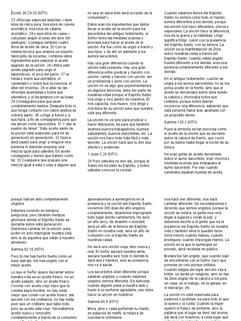 El Aceite de La Uncion en El Antiguo Testamento y Usos Hoy en La ...