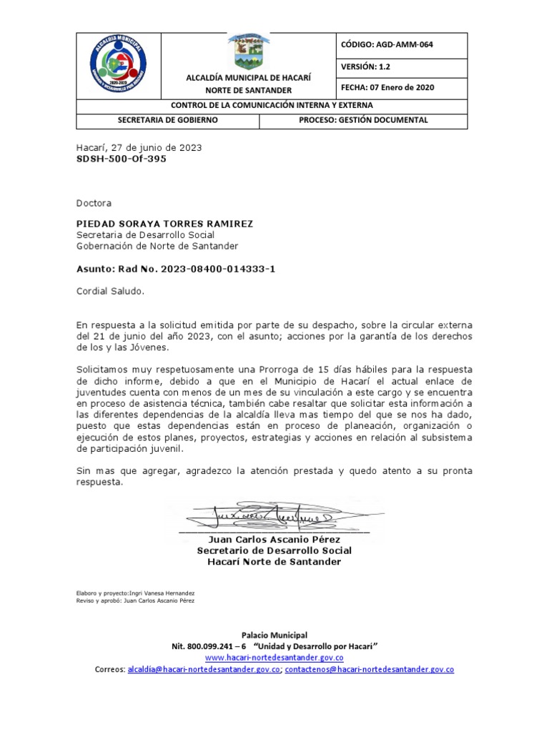 Solicitud de Prorroga | PDF