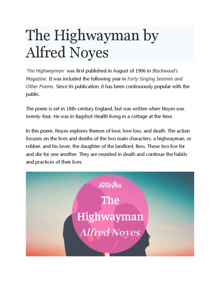 The Highwayman by Alfred Noyes | Download Free PDF | Poetry | Poetics