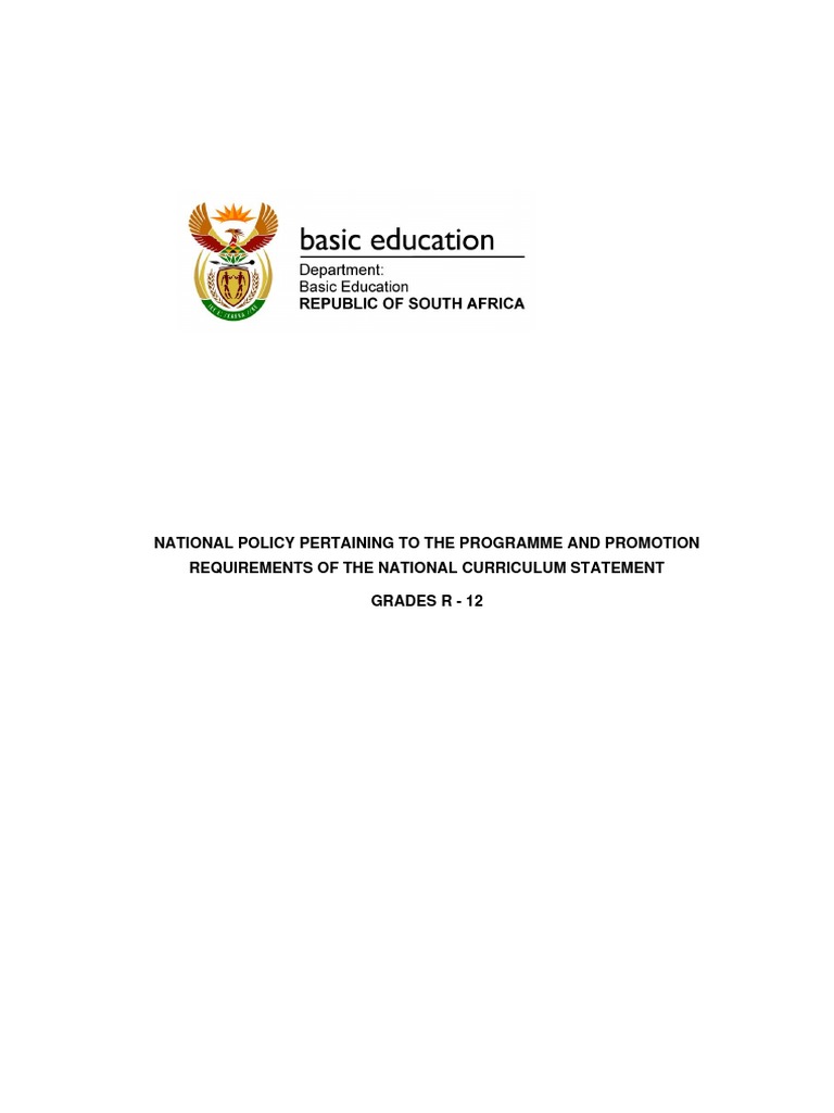 National Policy Pertaining To The Programme and Promotion Requirements ...