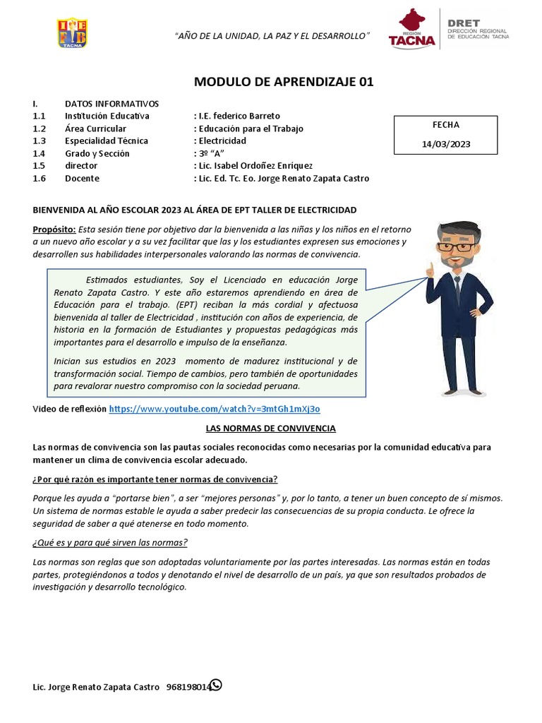 MODULO DE APRENDIZAJE 01 | PDF | Aprendizaje | Salón de clases