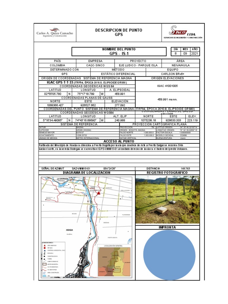 Descripcion Punto Gps | PDF | Navegación | Datos geográficos e información