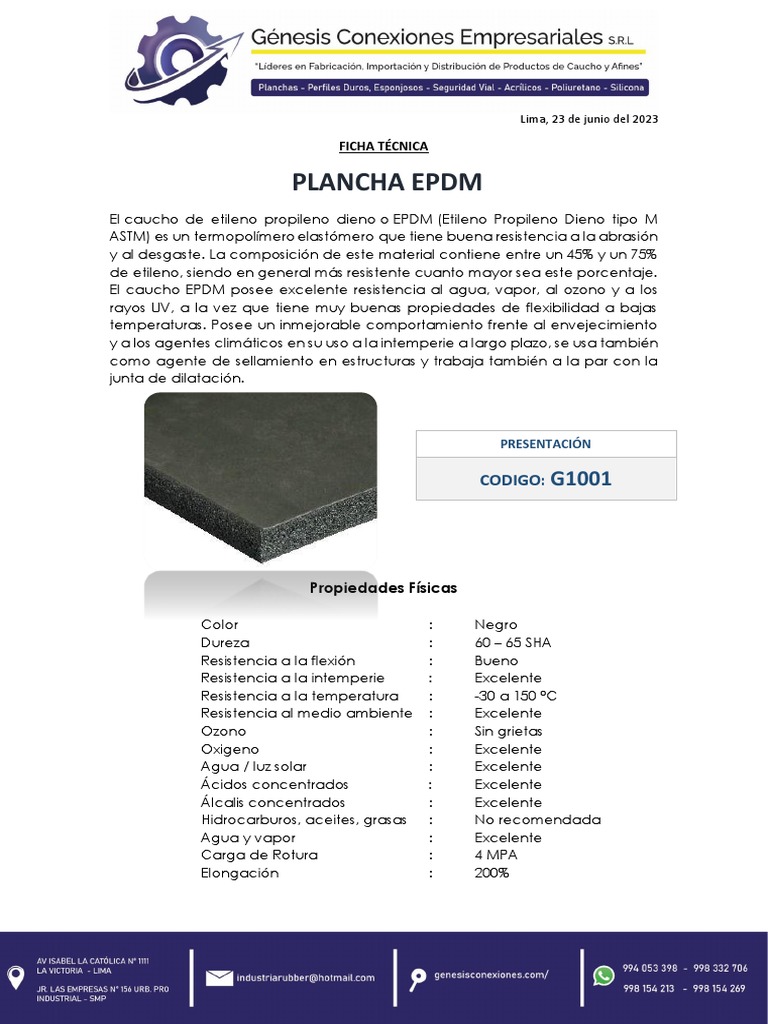 Ficha Técnica Plancha Epdm | PDF