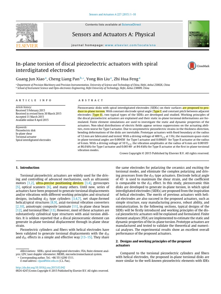 In-Plane Torsion of Discal Piezoelectric Actuators With Spiral ... In-Plane Torsion of Discal Piezoelectric Actuators With Spiral ...