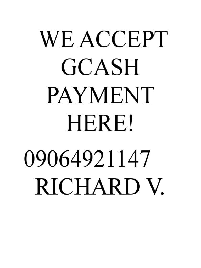 We Accept Gcash Payment Here | PDF We Accept Gcash Payment Here | PDF